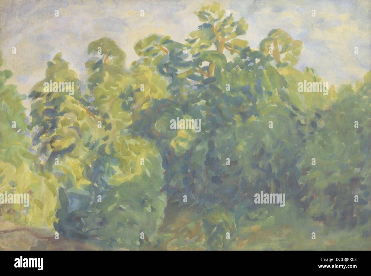 'Puud' (1919) by Paul Burman is a watercolor painting depicting trees ...