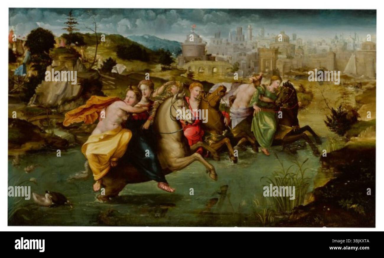 'Flight of Cloelia' (oil on canvas) by Giorgio di Giovanni (1500–1559 ...