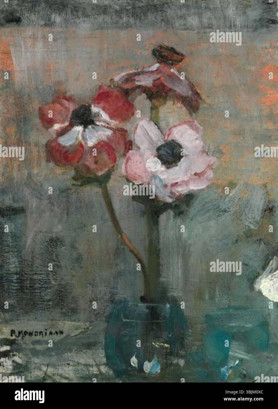 'Anemones in a Vase' (1908–1909) by Piet Mondrian is an oil on canvas ...