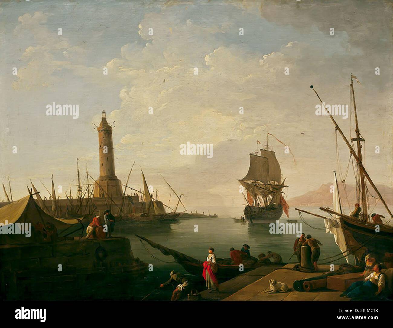 Claude Joseph Vernet’s 18th-century painting portrays a bustling port ...