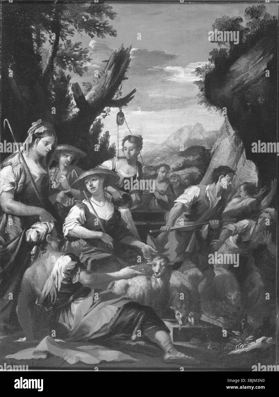 Giovanni Camillo Sagrestani’s oil painting 'Moses and the Daughters of ...