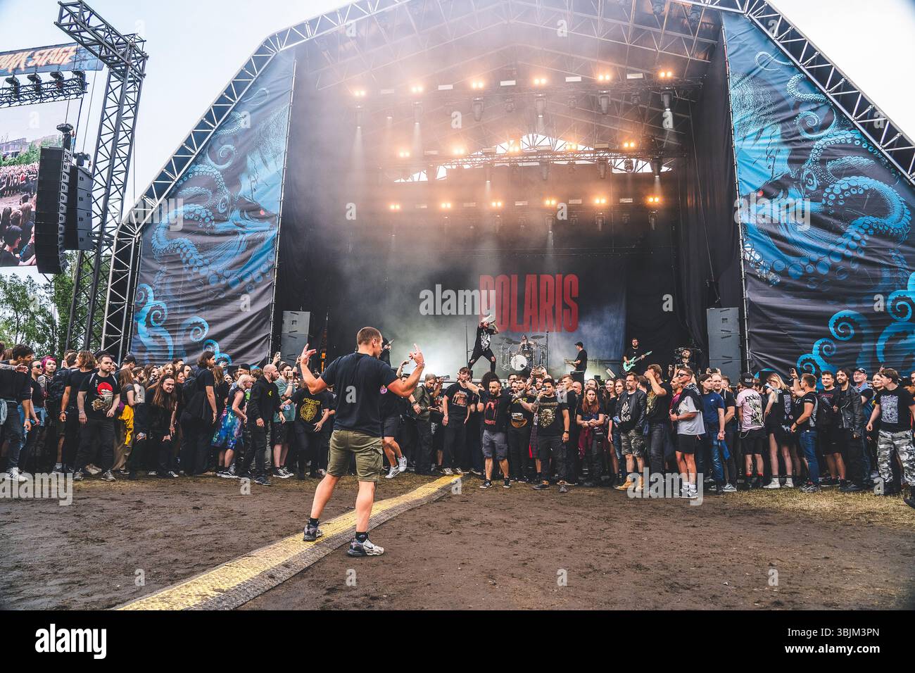 Gdansk, Poland. 05th, June 2025. Festival goers seen in a mosh pith ...