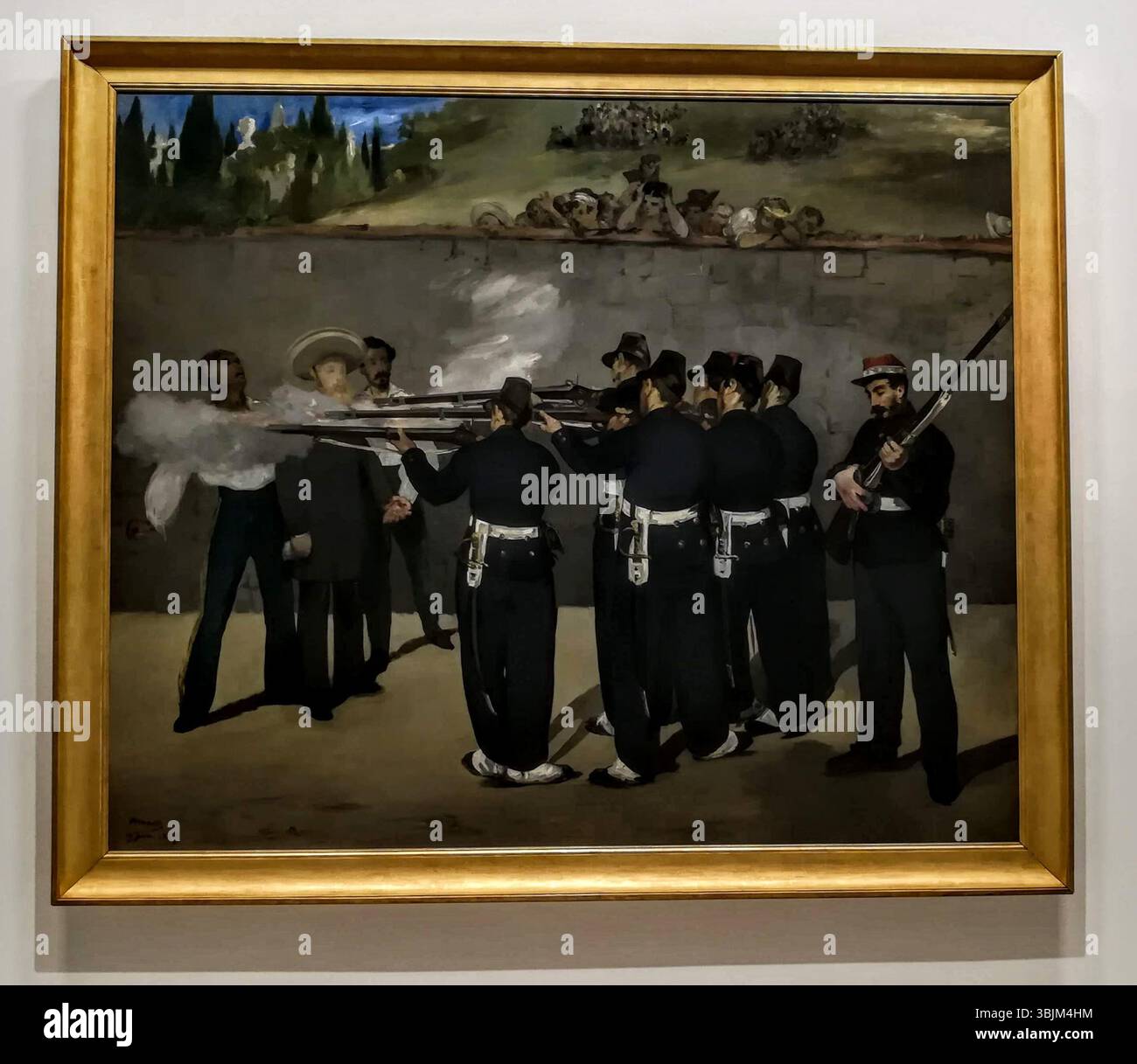 Édouard Manet’s *Execution of Emperor Maximilian* (1868) depicts the ...