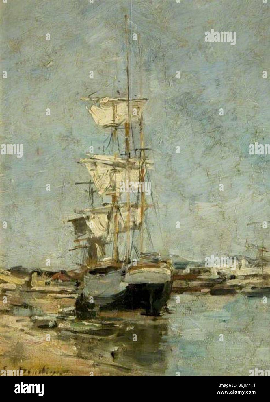 Boudin, Eugene Louis; Large Sailing Ship in Port, Deauville; Glasgow ...