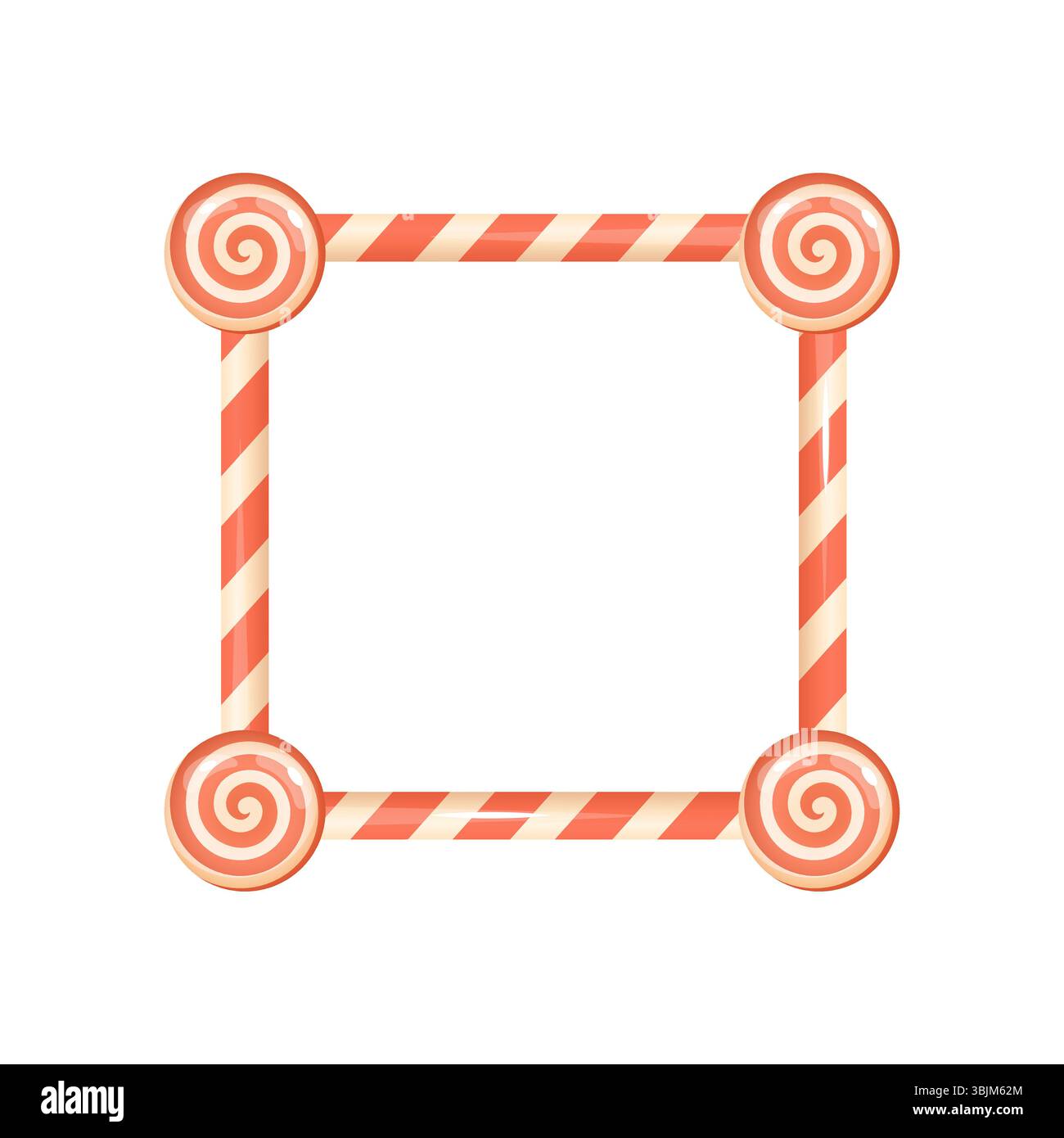 Square border frame made of candy canes with peppermint swirl candies ...