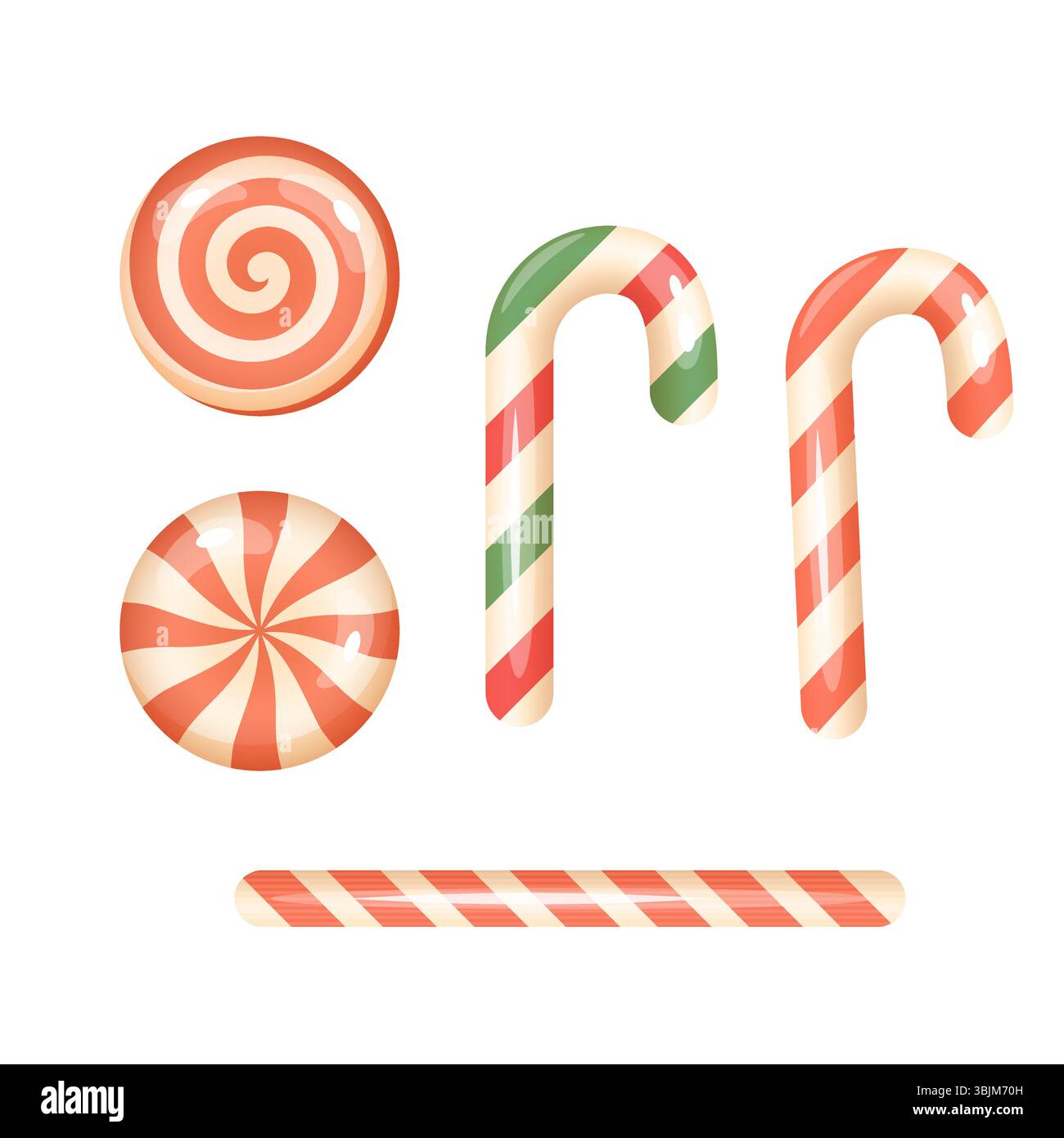 Collection of candy cane and peppermint sweet frames in 3D style ...