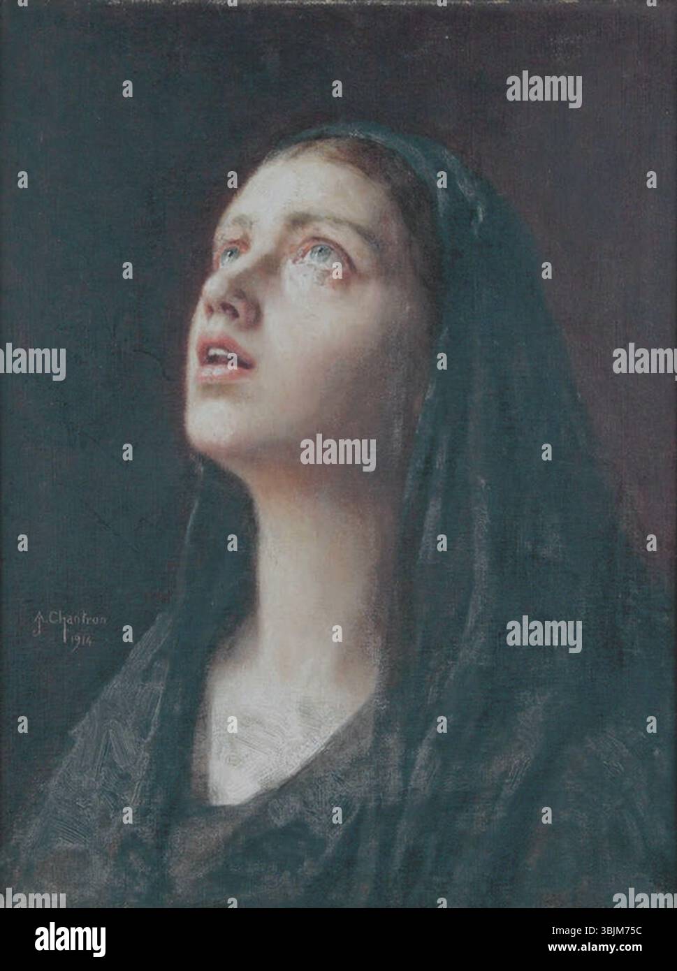 Alexandre-Jacques Chantron (1842–1918) painted 'L'orpheline' in 1914 ...