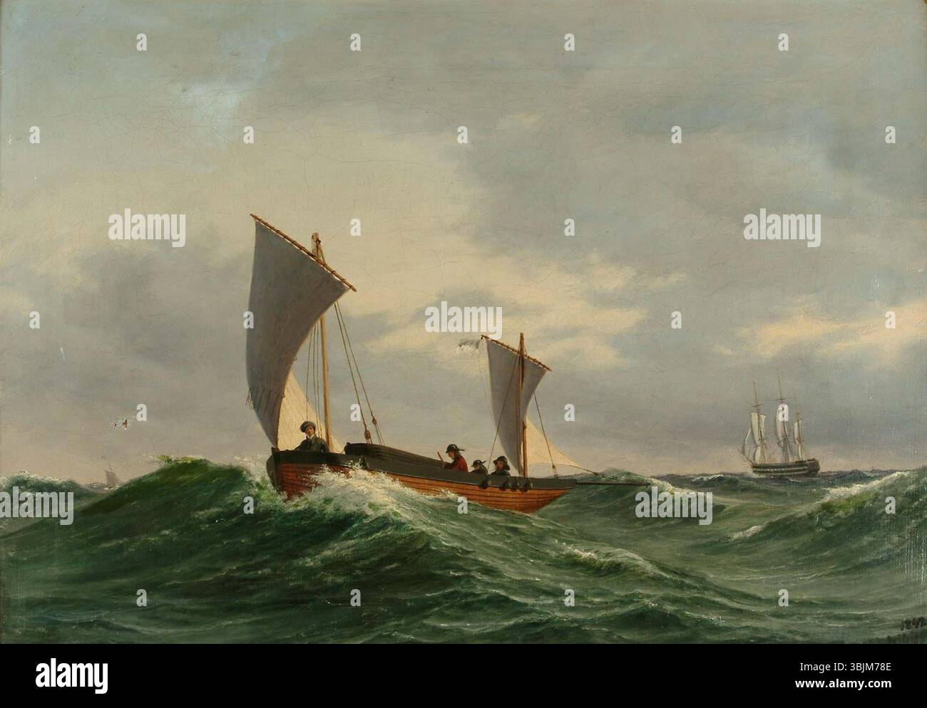 'En båd og et linjeskib' (A Boat and a Ship of the Line) by Anton ...