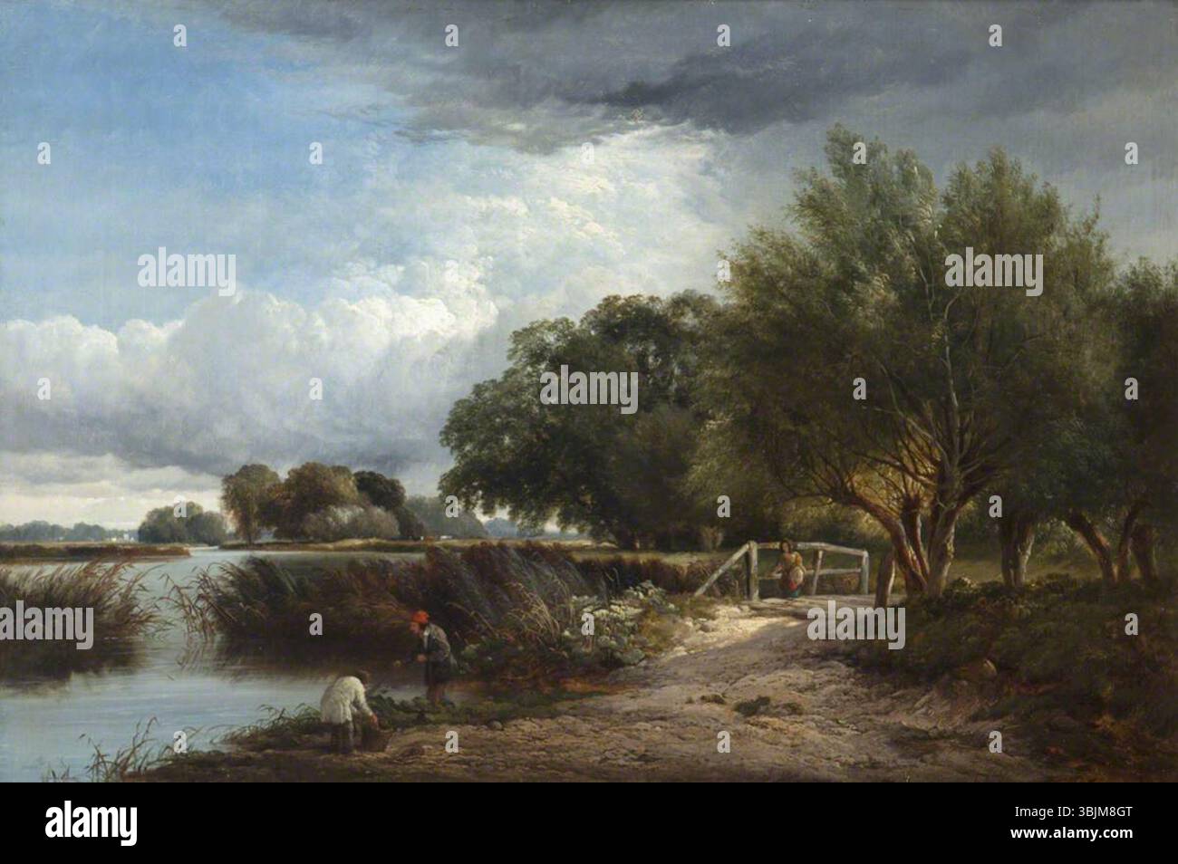 Gilbert, Arthur; A River Landscape with a Stormy Sky and Figures ...