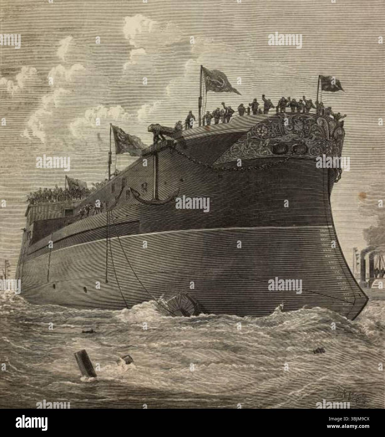 The 'Launch of H.M.S. Alexandra at Chatham Dockyard' (1875) by Josiah ...
