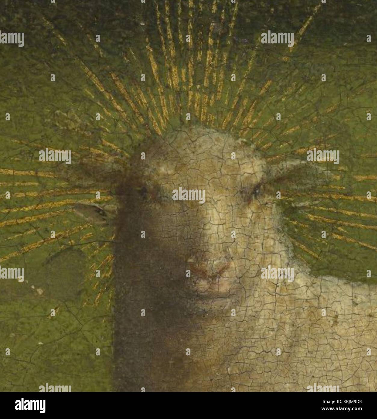 Jan van Eyck's 'Lamb Mystique' (1432) before restoration, showing a ...