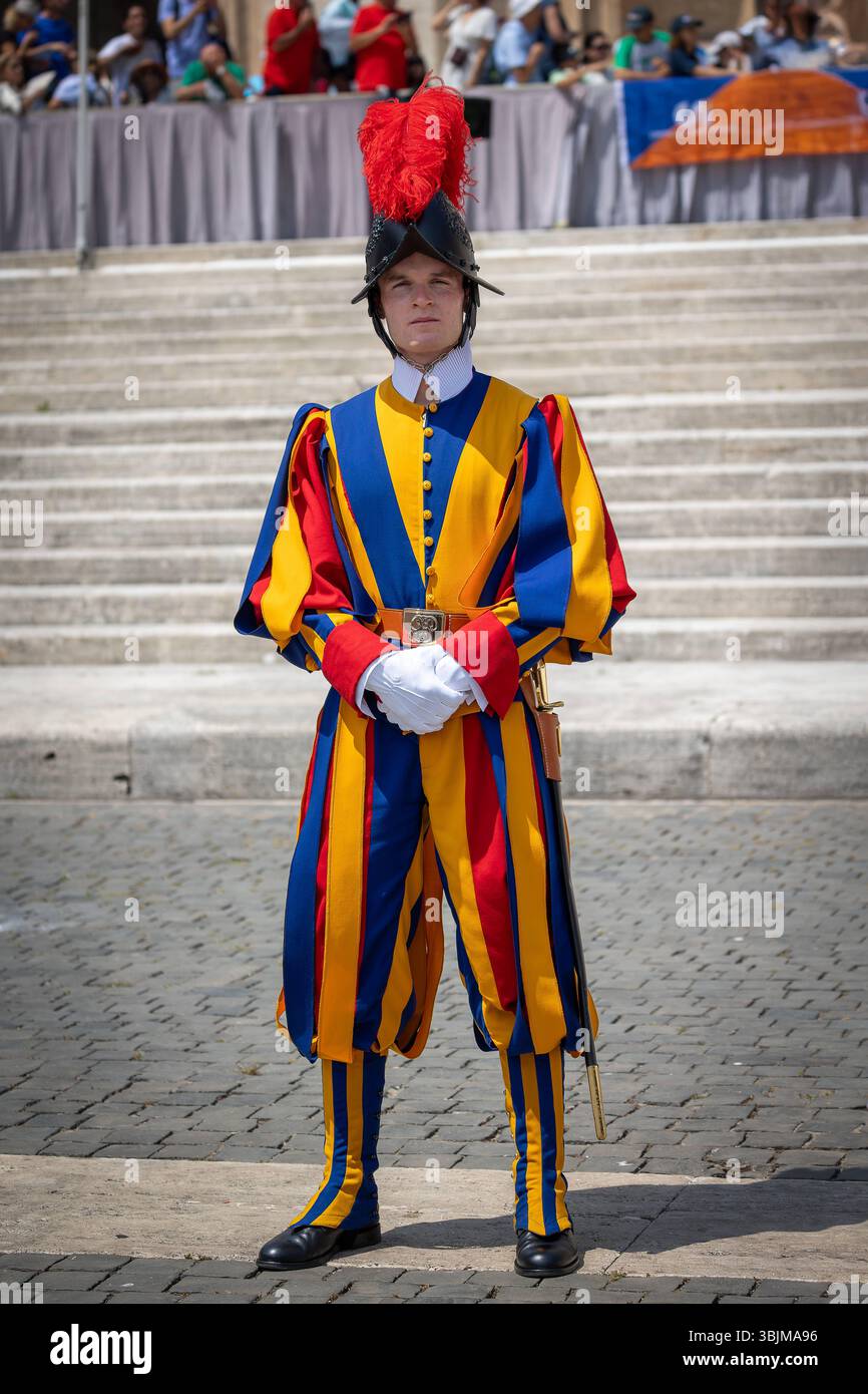 The Pontifical Swiss Guard Vatican City - June 15, 2025: A soldier of ...