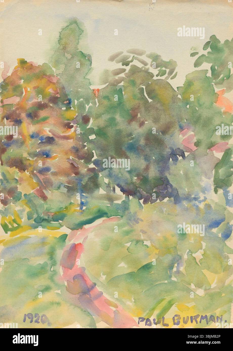 'Maastiku visand' (Landscape Sketch) is a 1920 watercolor painting on ...