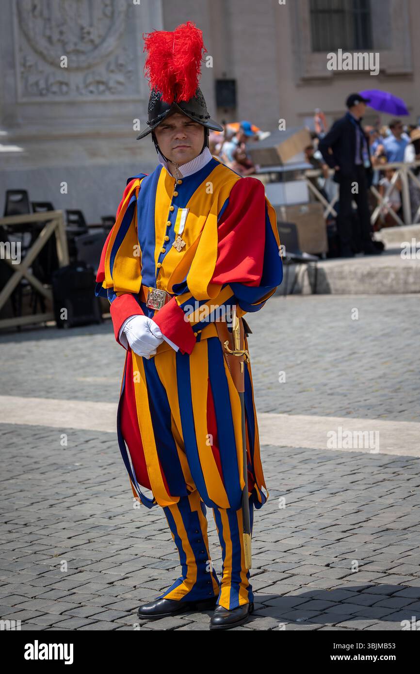 Vatican City - June 15, 2025: A soldier of the armed corps of the ...