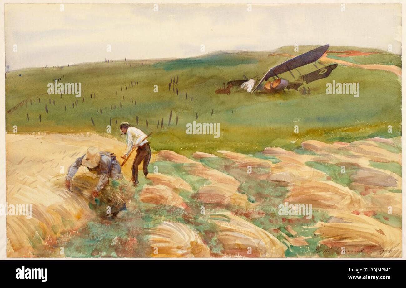 'A Crashed Aeroplane' (1918) by John Singer Sargent is a watercolor ...
