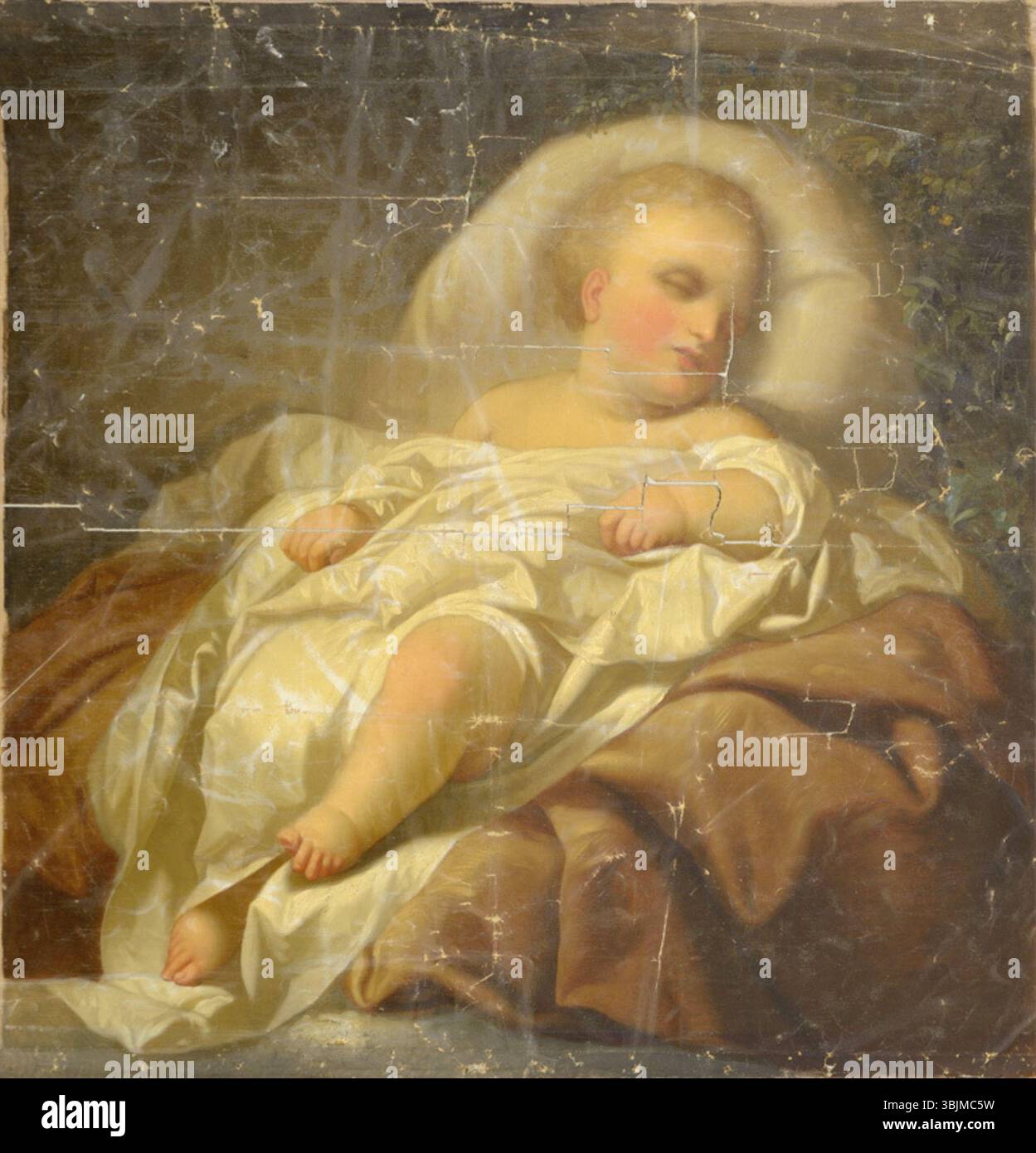 'Magav laps' by Carl Timoleon von Neff is an oil painting of a sleeping ...