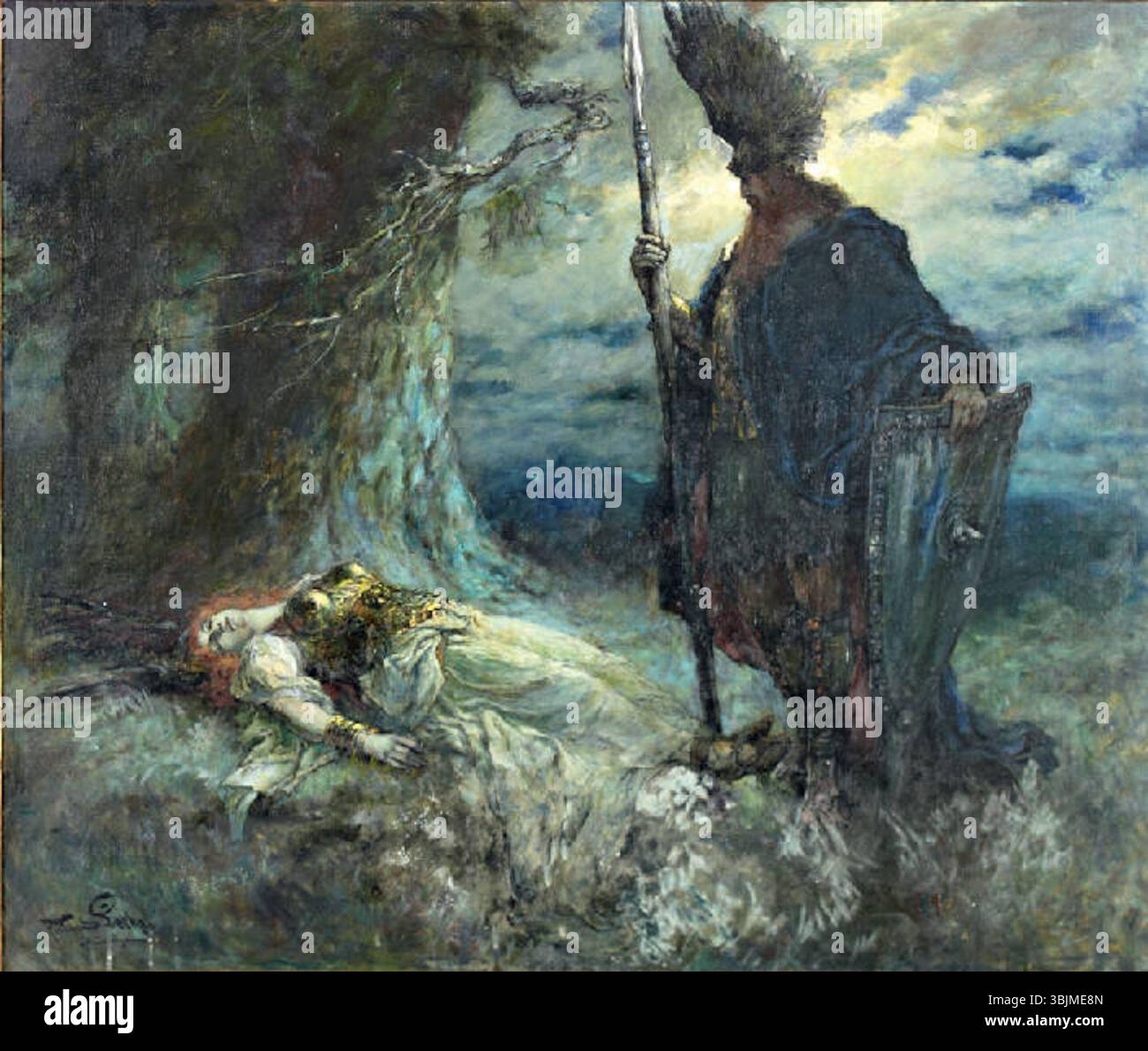 Ferdinand Leeke’s 1890 painting 'Wotan and the Sleeping Brunhilde ...