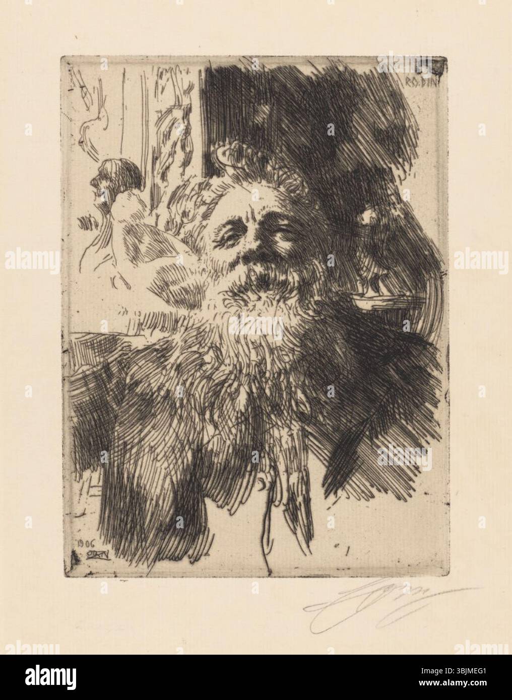 'Auguste Rodin' is a portrait by Anders Zorn (1860–1920) of the ...
