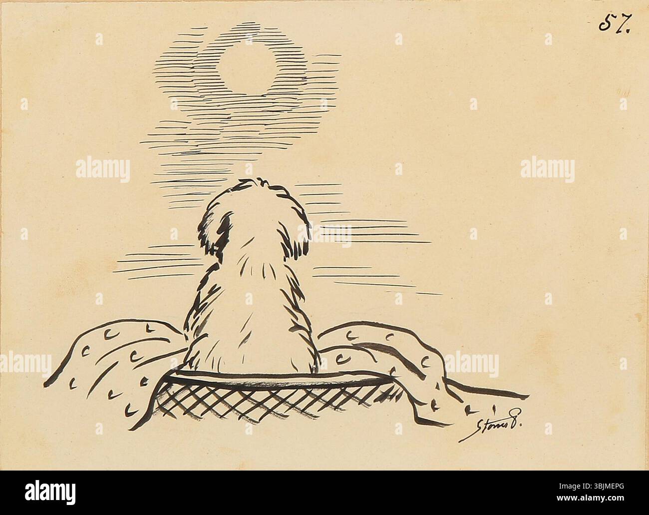 Drawing by Robert Storm Petersen titled 'Composition with Dog,' created ...