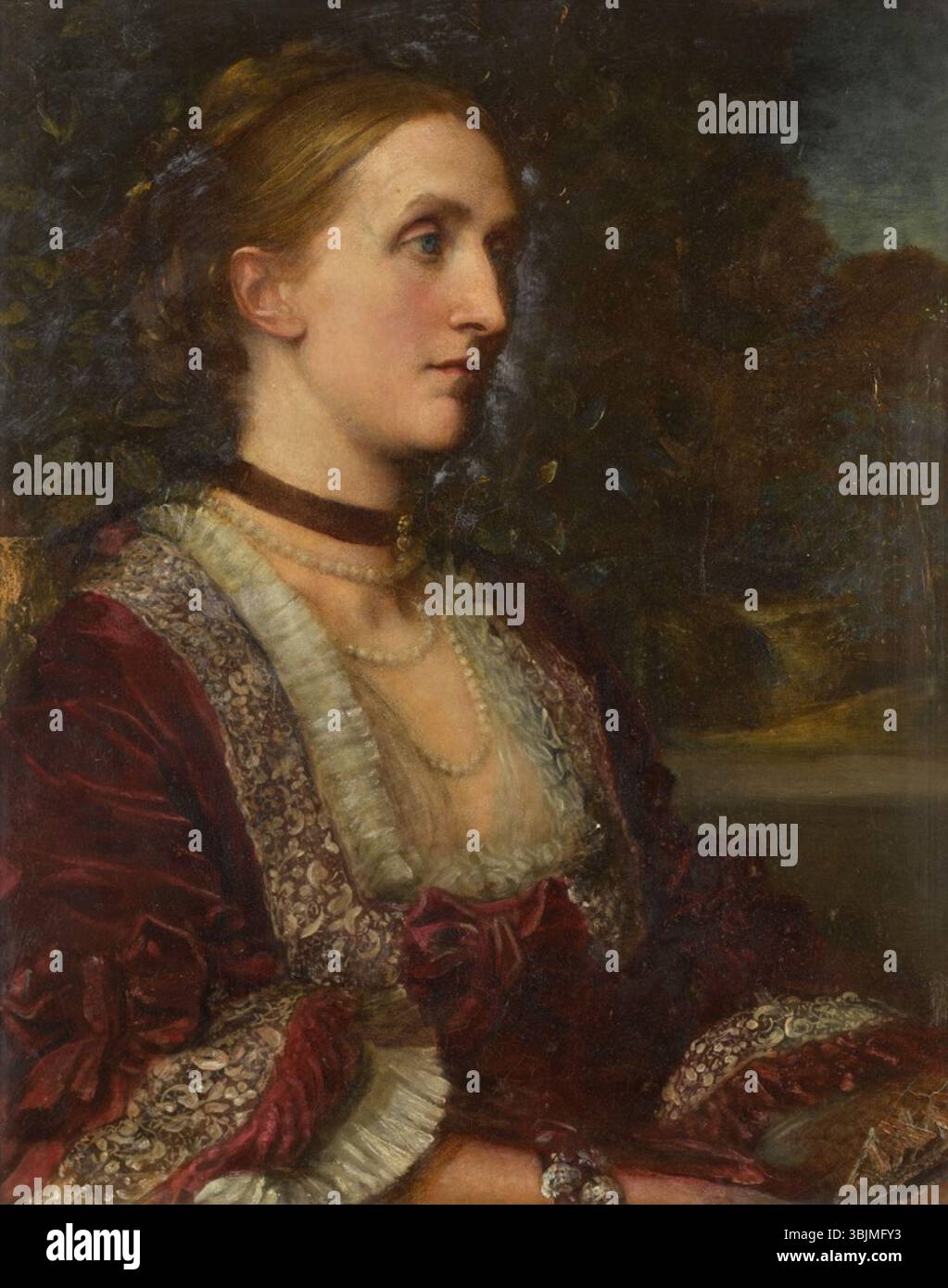 Oil on canvas portrait by George Frederic Watts depicting Mrs Agnes ...