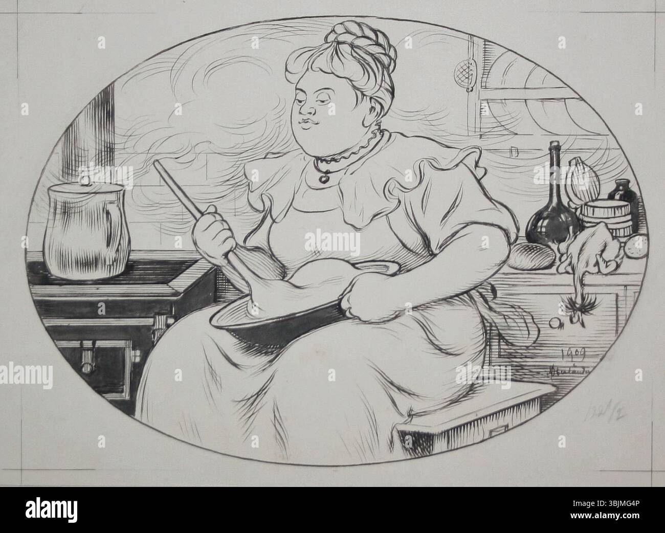 Adolf Oberländer’s 1909 drawing 'Unsere Lina' (Our Lina) depicts a ...