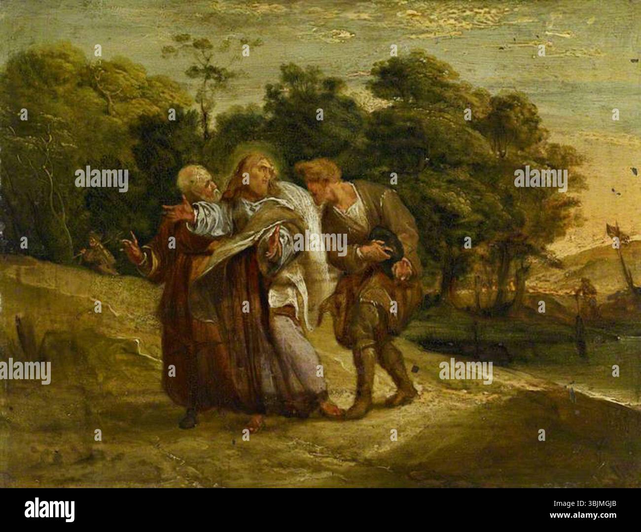 Runciman, John; Christ with his Disciples on the Road to Emmaus ...