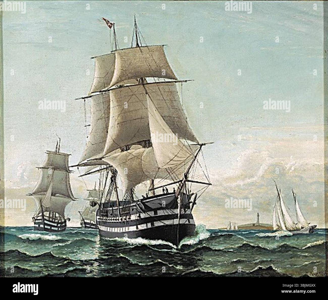 Carl Bille’s 19th-century oil painting depicts a Danish naval squadron ...