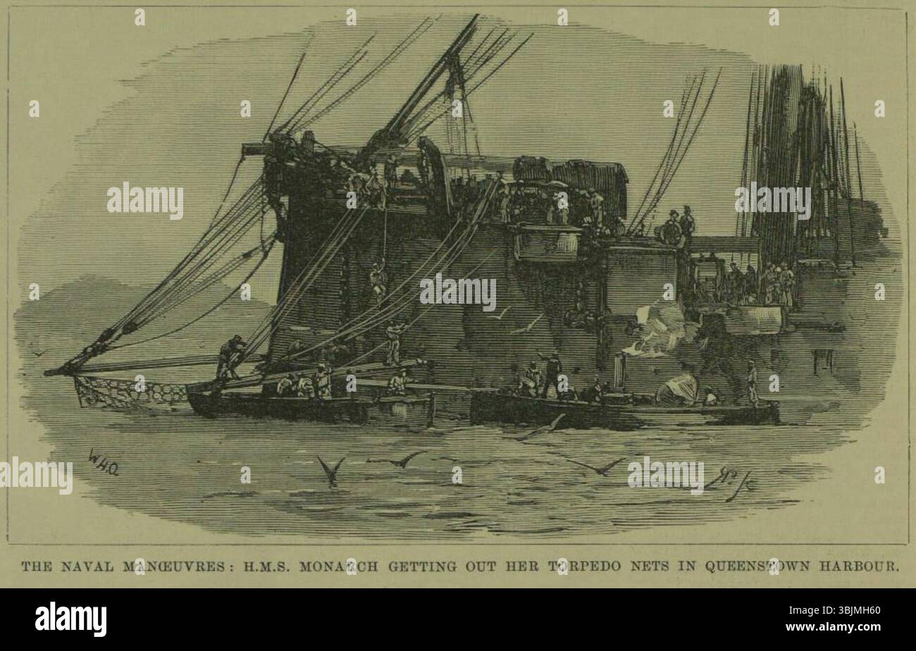 The illustration from The Illustrated London News depicts HMS Monarch ...