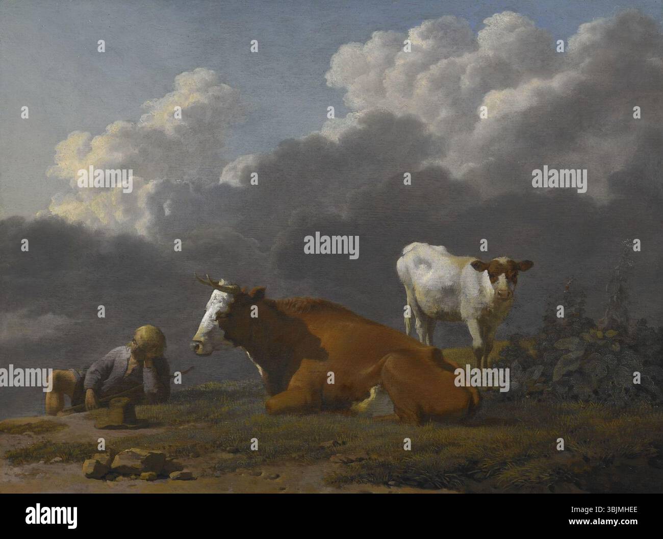 Karel du Jardin’s 'A Shepherd Boy Asleep with a Cow and its Calf ...