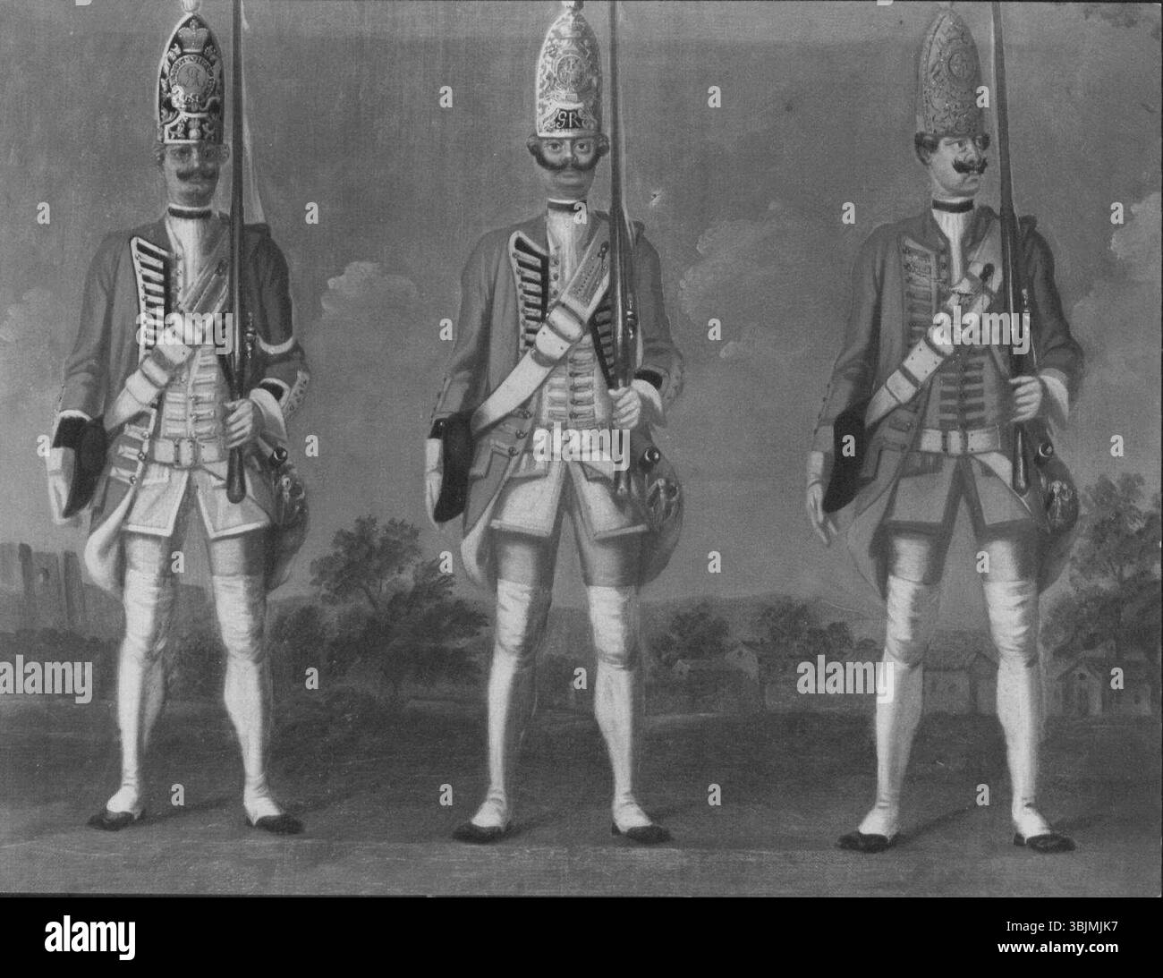 David Morier's 1752 painting depicts grenadiers from the infantry ...