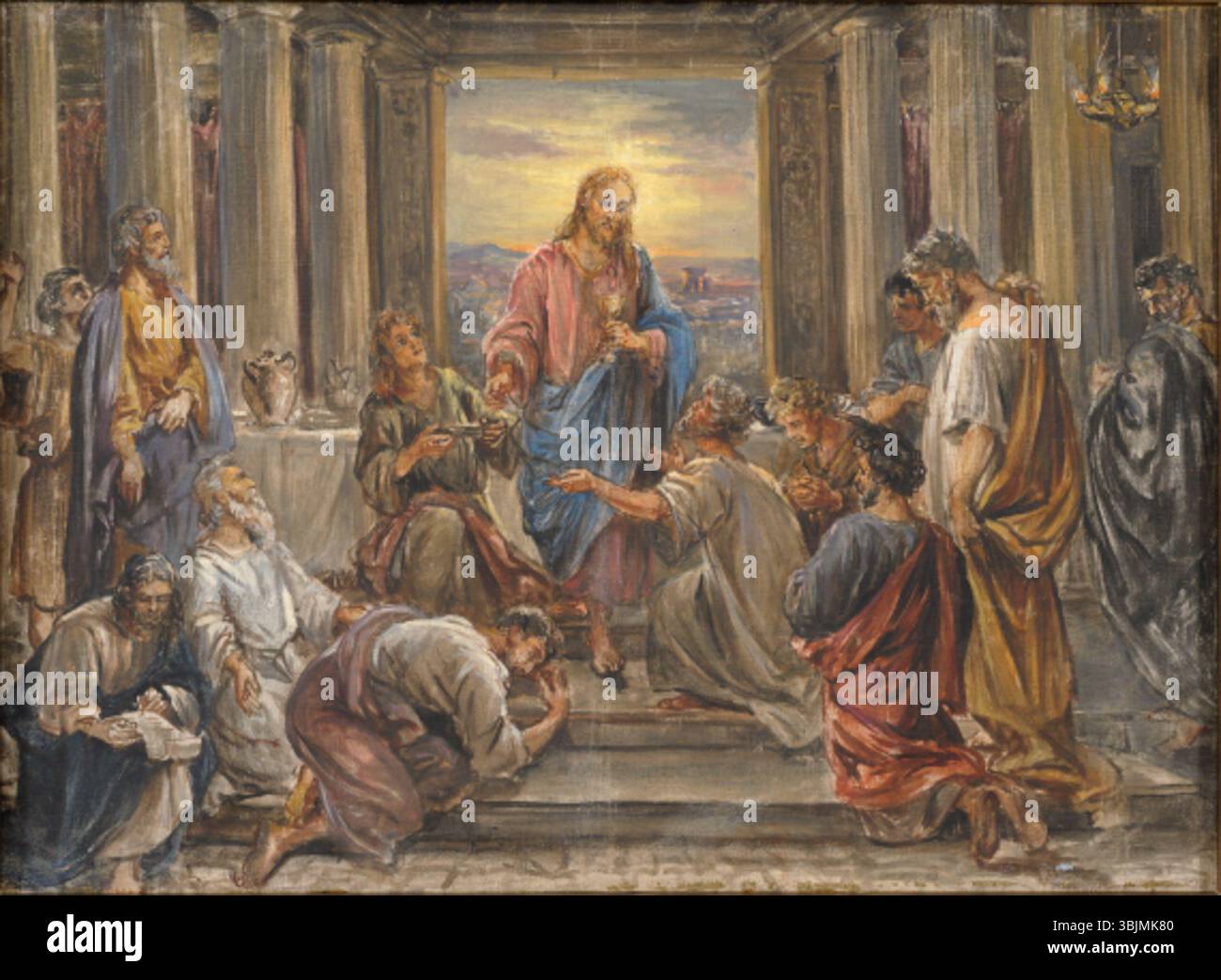 'Püha õhtusöömaaeg (eskiis)' (The Last Supper Sketch) is an oil on canvas study by Sally von ...