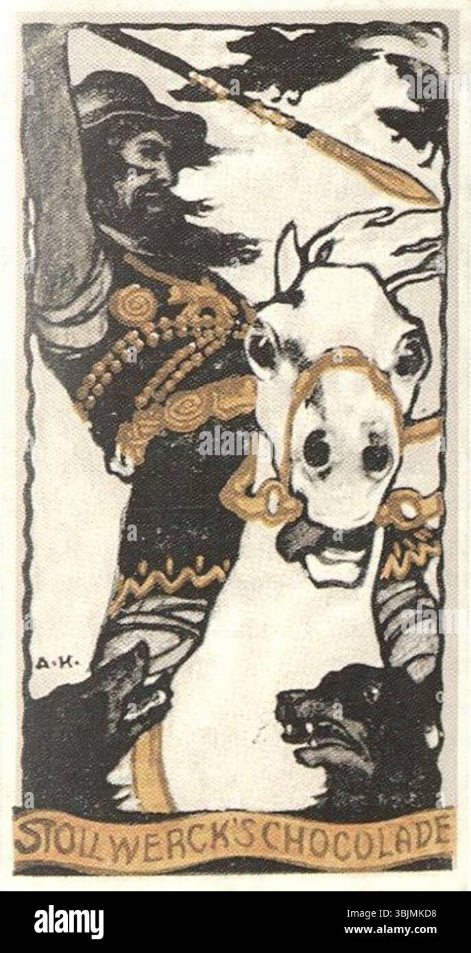 Albert Klingner (1869–1912) painted 'Odin' in 1902. The work depicts ...