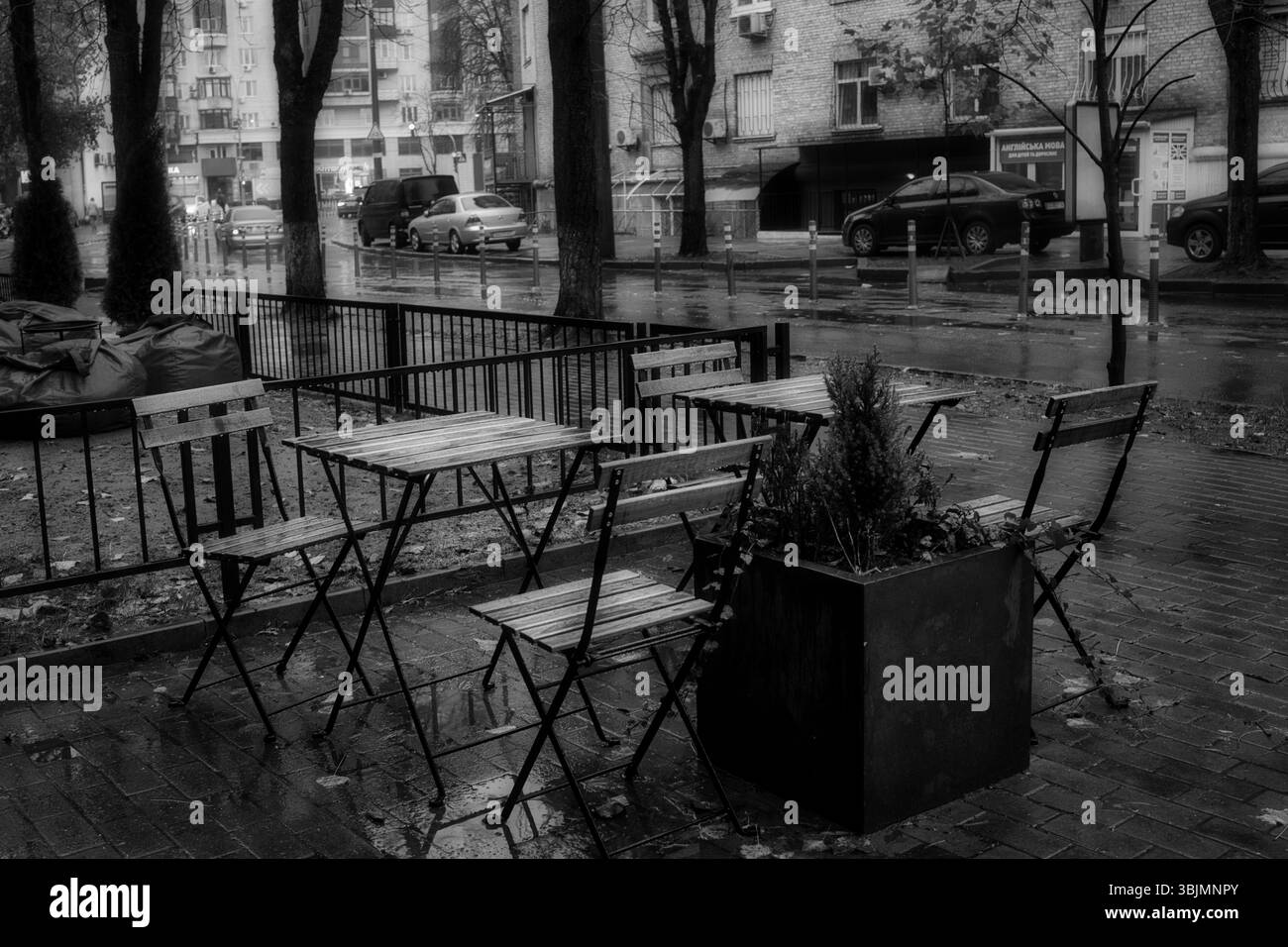 Rainy windy Black and White Stock Photos & Images - Alamy