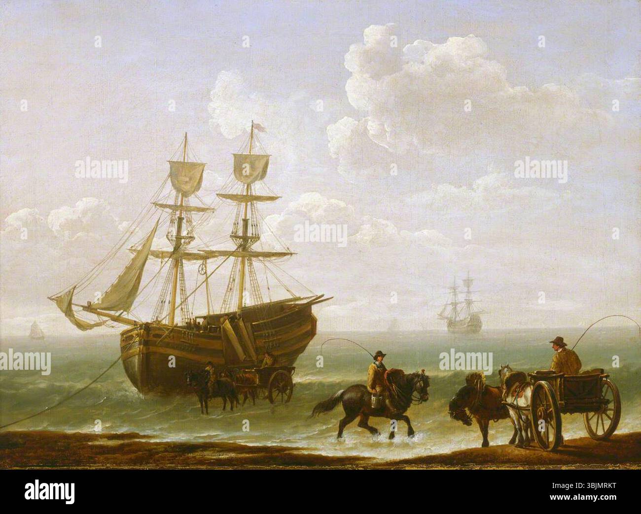 Ibbetson, Julius Caesar; A Beached Collier Unloading into Carts ...