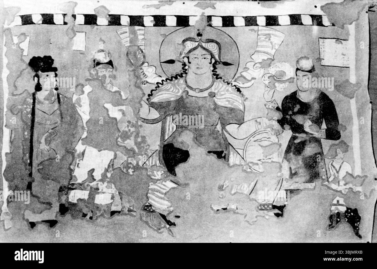 The 7th-8th century fresco from Dilberjin Tepe portrays the deities ...