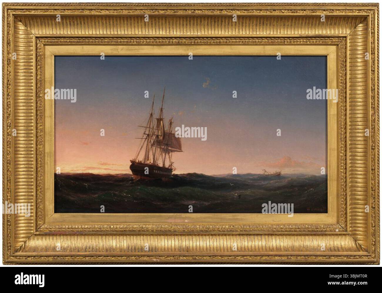 Vilhelm Melbye’s 1859 painting 'Sea Piece' features a maritime scene ...