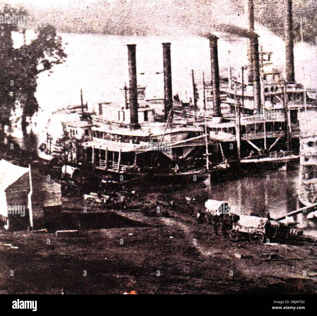 Mathew Brady’s photograph, taken in April 1862, shows steamers at ...