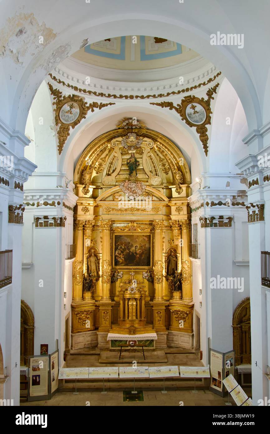 Main altar in the white painted Jesuit Roman catholic Iglesia de San ...