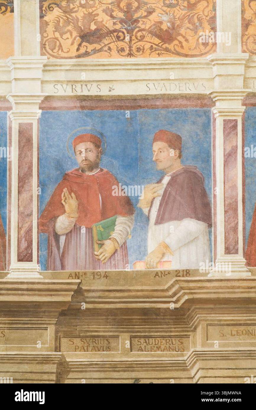 Bartolomeo Montagna’s 16th-century fresco, *Sirio e Saudero*, depicts ...