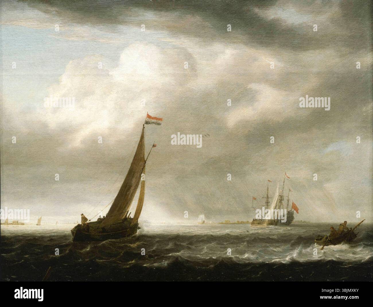 'A Squally Day in a Dutch Estuary' by Simon de Vlieger is an oil on ...