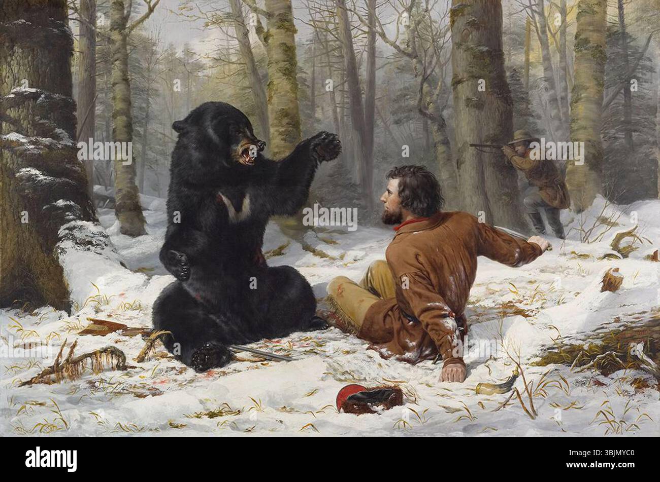 Arthur Fitzwilliam Tait's 'A Tight Fix' (1856) depicts a dramatic scene ...