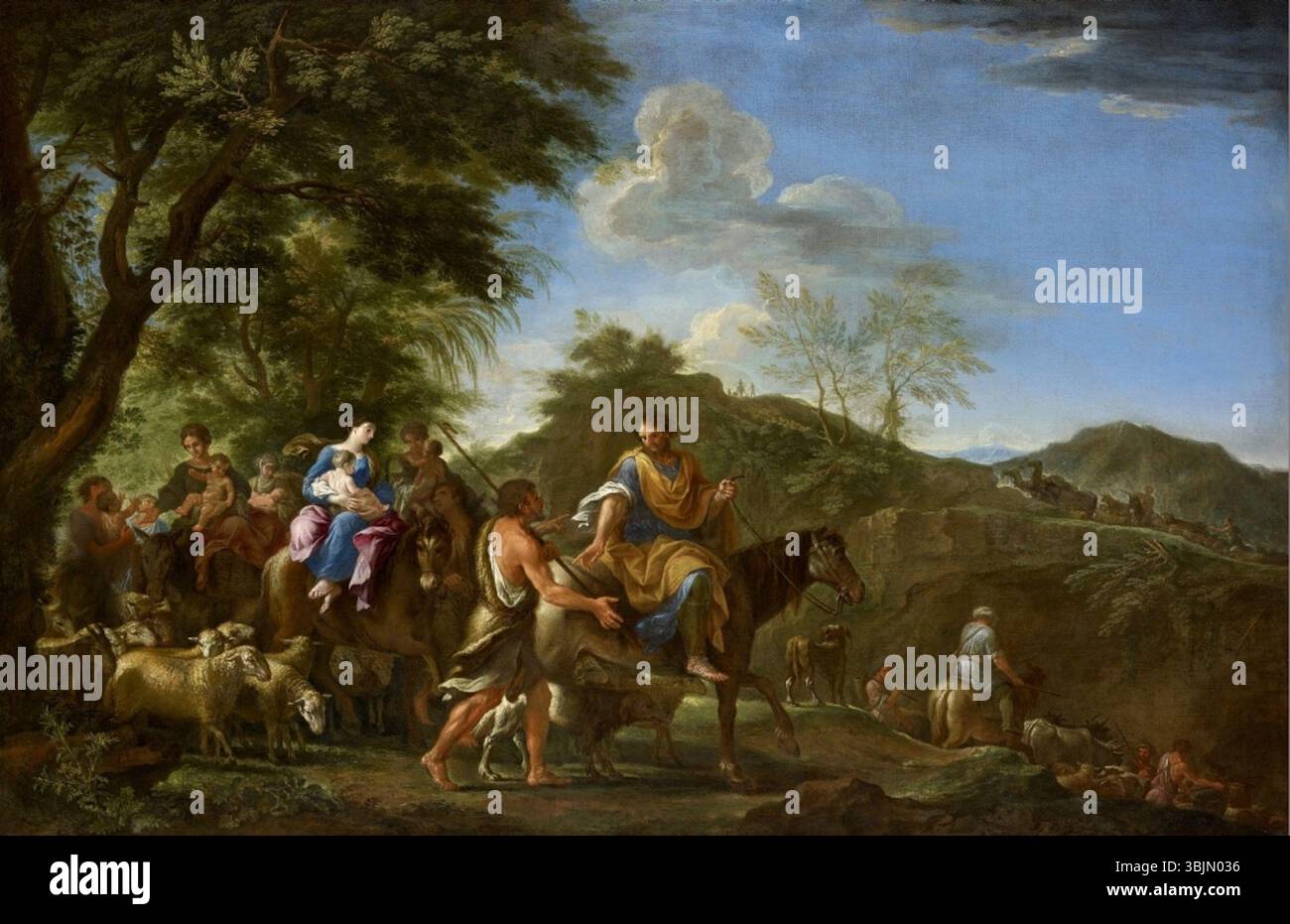 Filippo Lauri’s *Jacob Fleeing from Laban* (1686) illustrates the ...