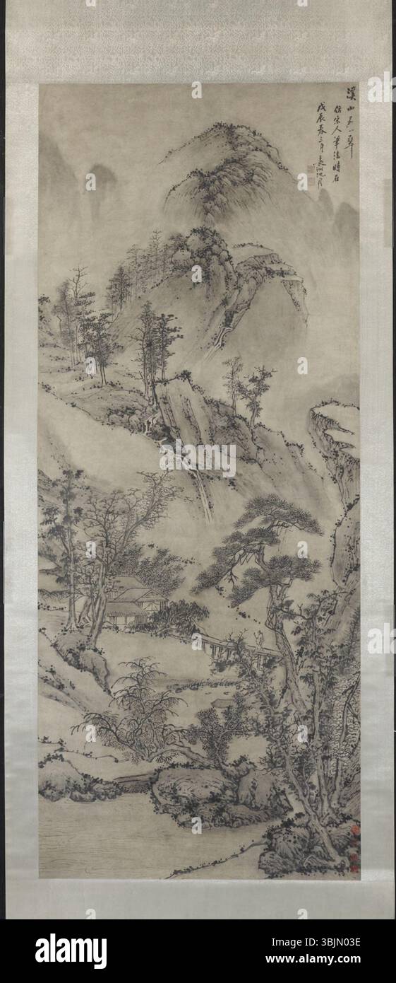 'Mountains' by Shen Zhou, painted in the Ming style, showcases the ...