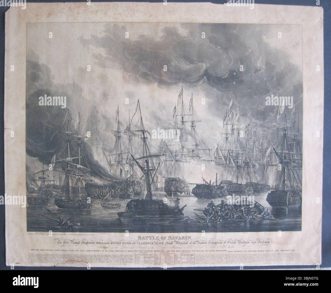 The 'Battle of Navarin' print by John Theophilus Lee, after sketches by ...