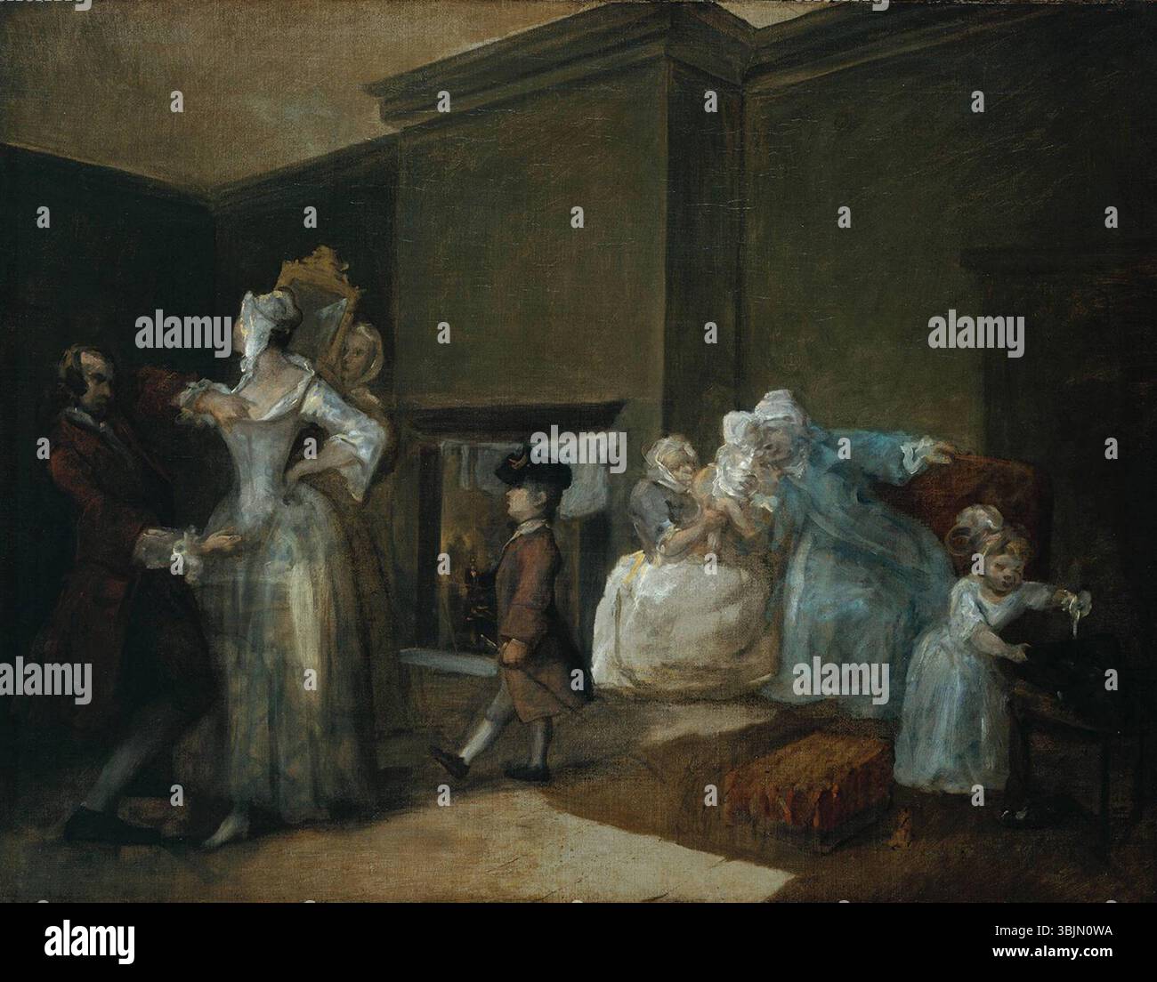 'The Staymaker' by William Hogarth (1697–1764), painted in 1745, is an ...