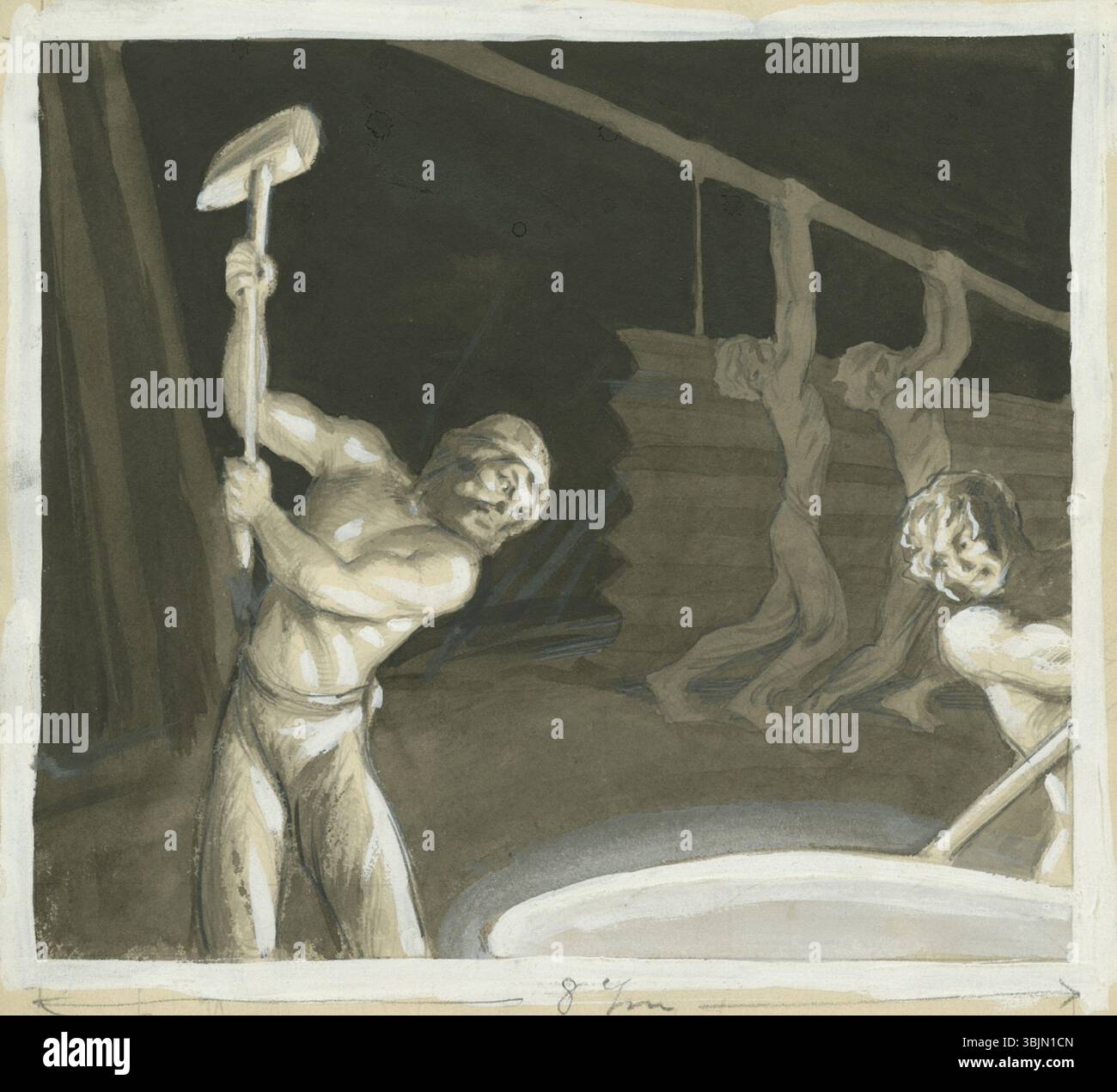 Rudolf Koivu's 1931 marker pen and gouache work depicts Ilmarinen ...