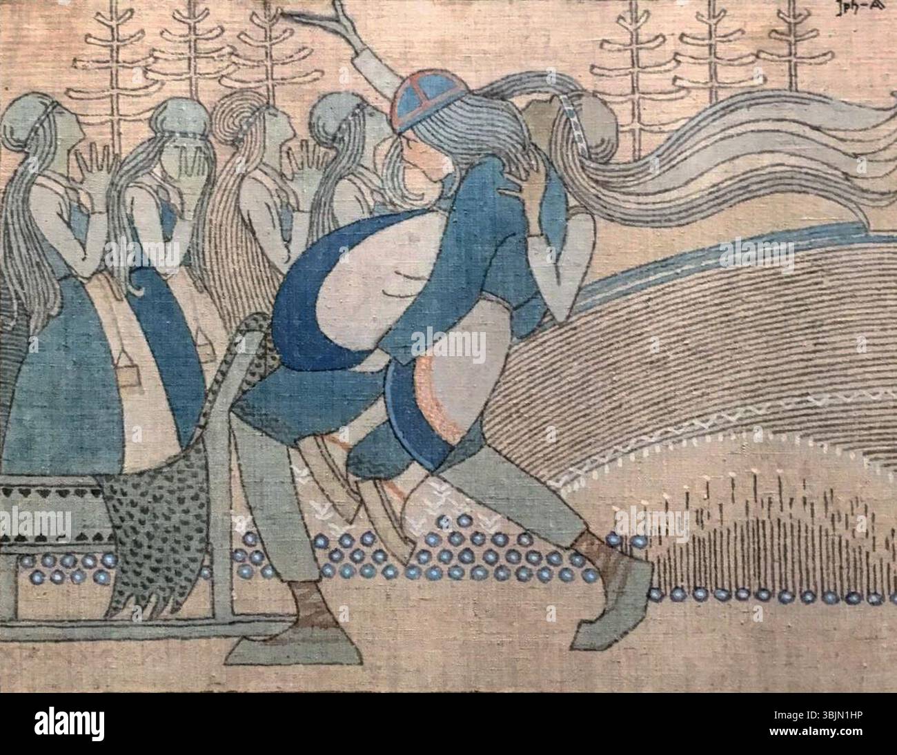 Joseph Alanen’s *Abduction of Kyllikki* (circa 1916–1917) portrays the ...