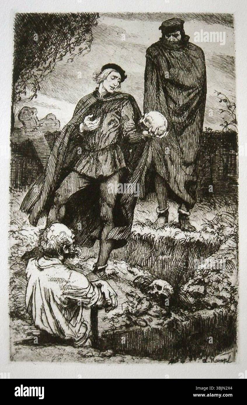 *Hamlet und die Totengräber* by Arthur Kampf, created in 1925, is a ...