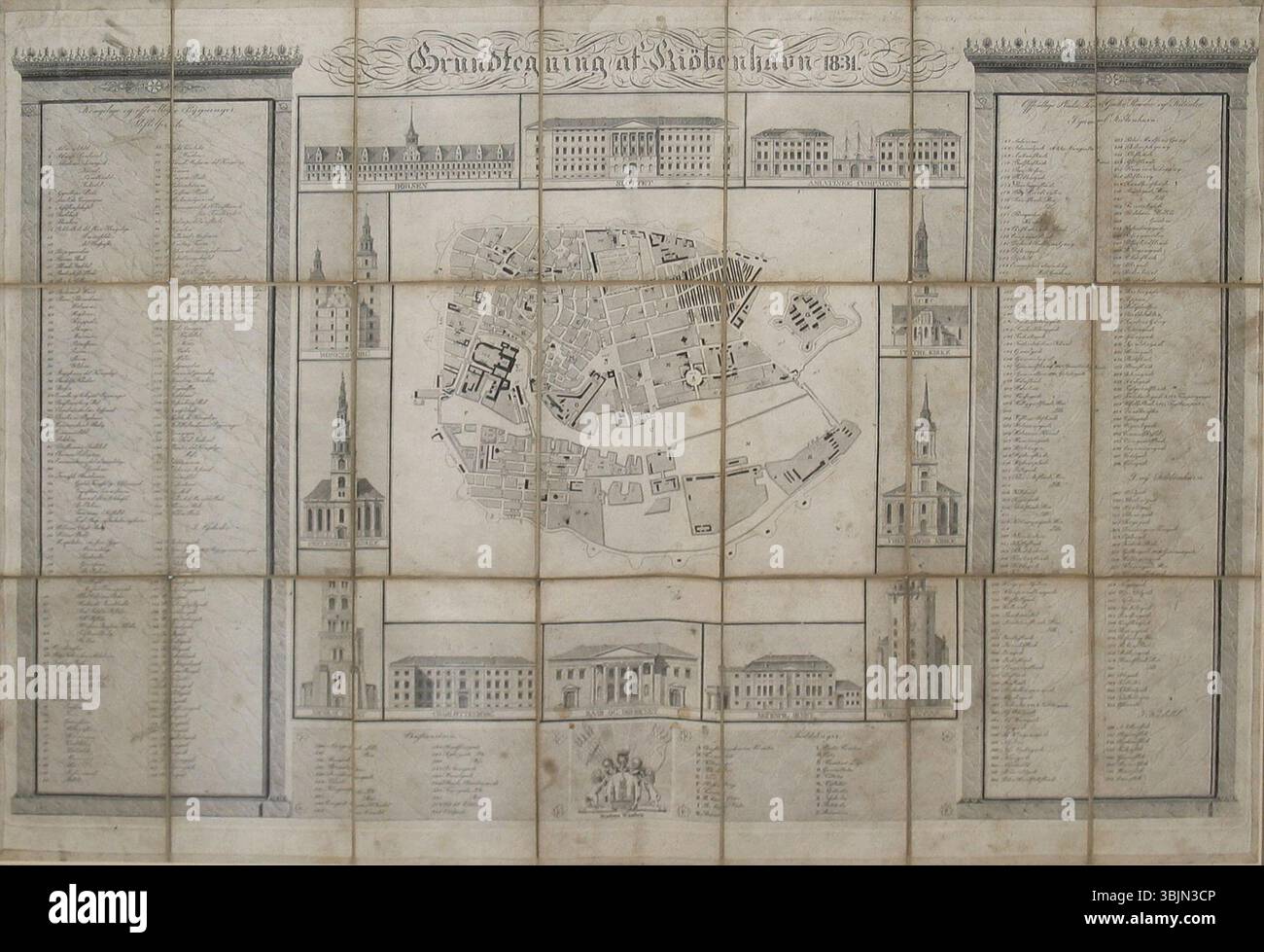 This is a copper engraving map of Copenhagen created in 1831. The print ...