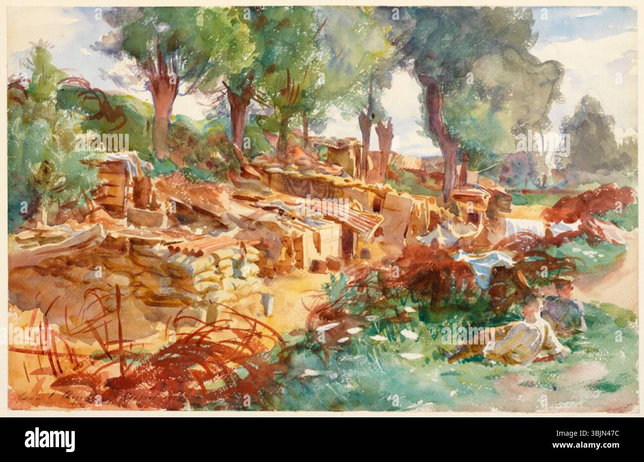 This watercolor painting by John Singer Sargent depicts the Sunken Road ...